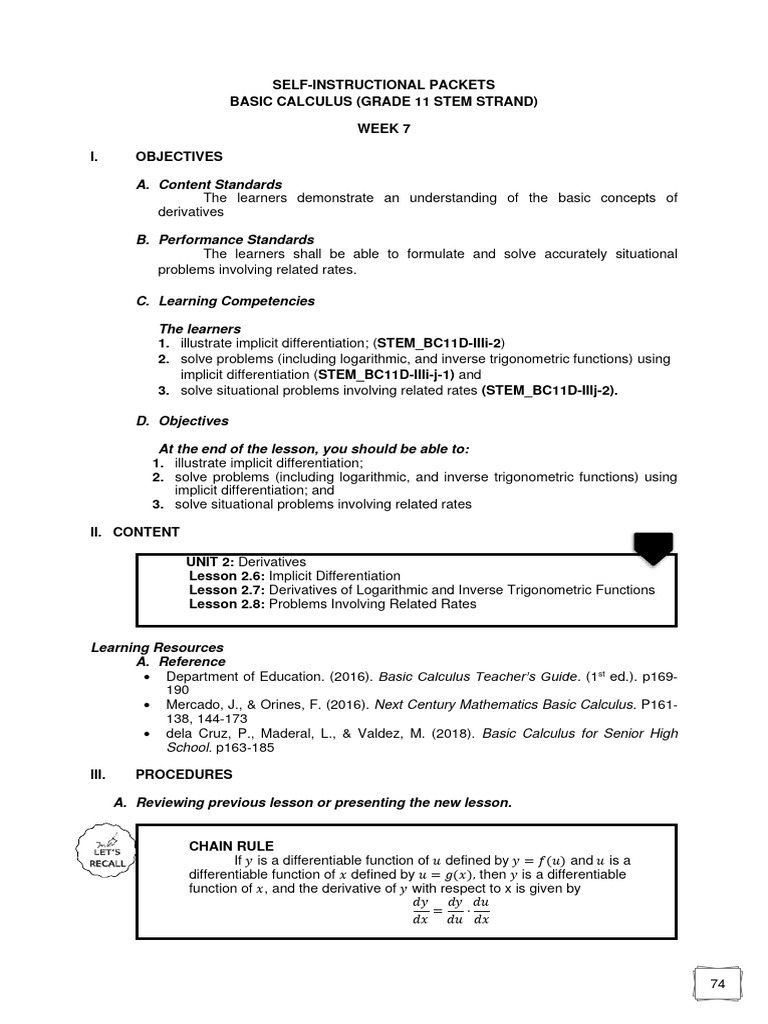 QA Basic Calculus Quarter 3 Week 7 Final | PDF | Equations | Derivative