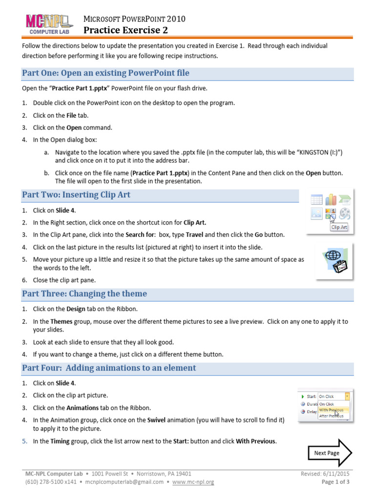 Powerpoint Practice Exercise 2 Instructions Pdf Microsoft Power