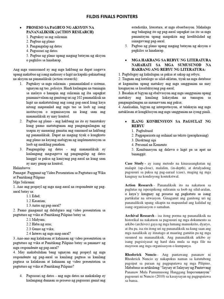 FILDIS-FINALS (Reviewer, 1st Year) | PDF