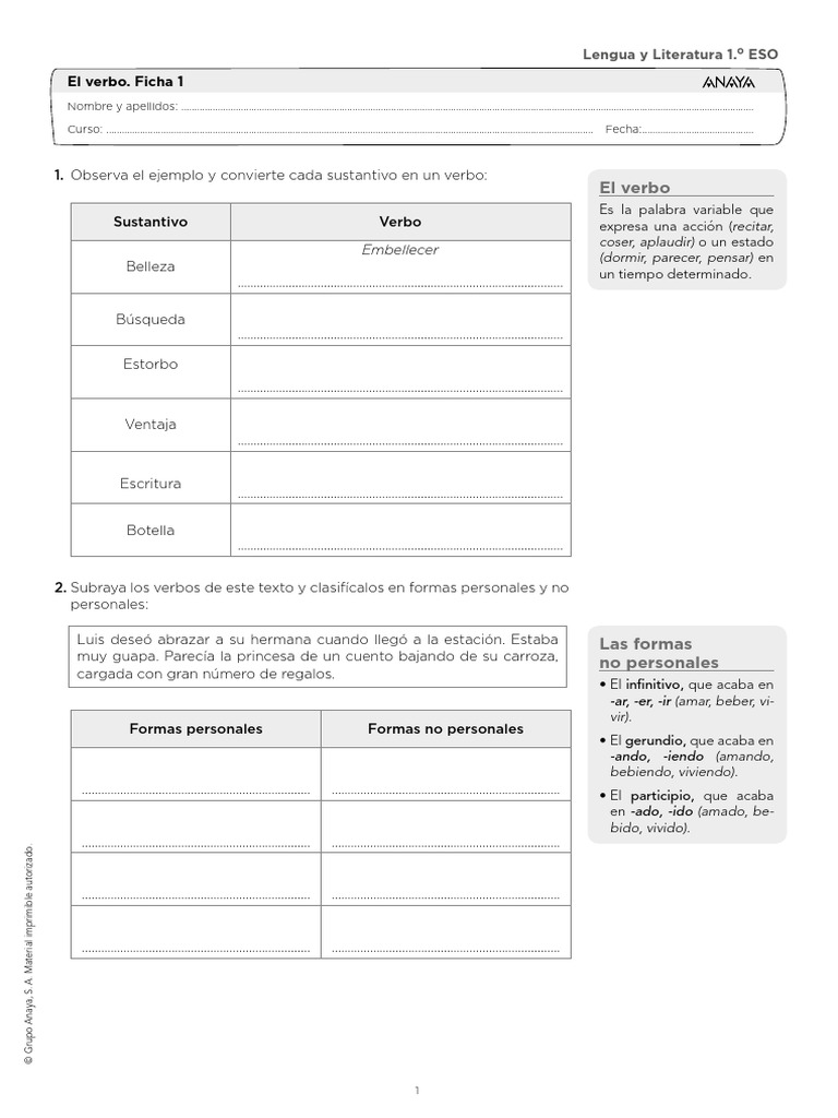 Los Verbos Pdf Verbo Conjugación Gramatical