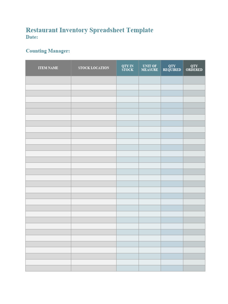 MarketMan - FREE Restaurant Inventory Spreadsheet | PDF