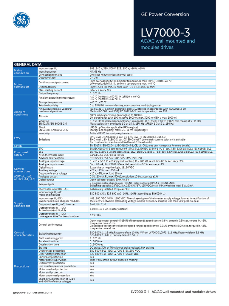 LV7000-3 AC/AC Drive Specifications | PDF | Power Inverter ...