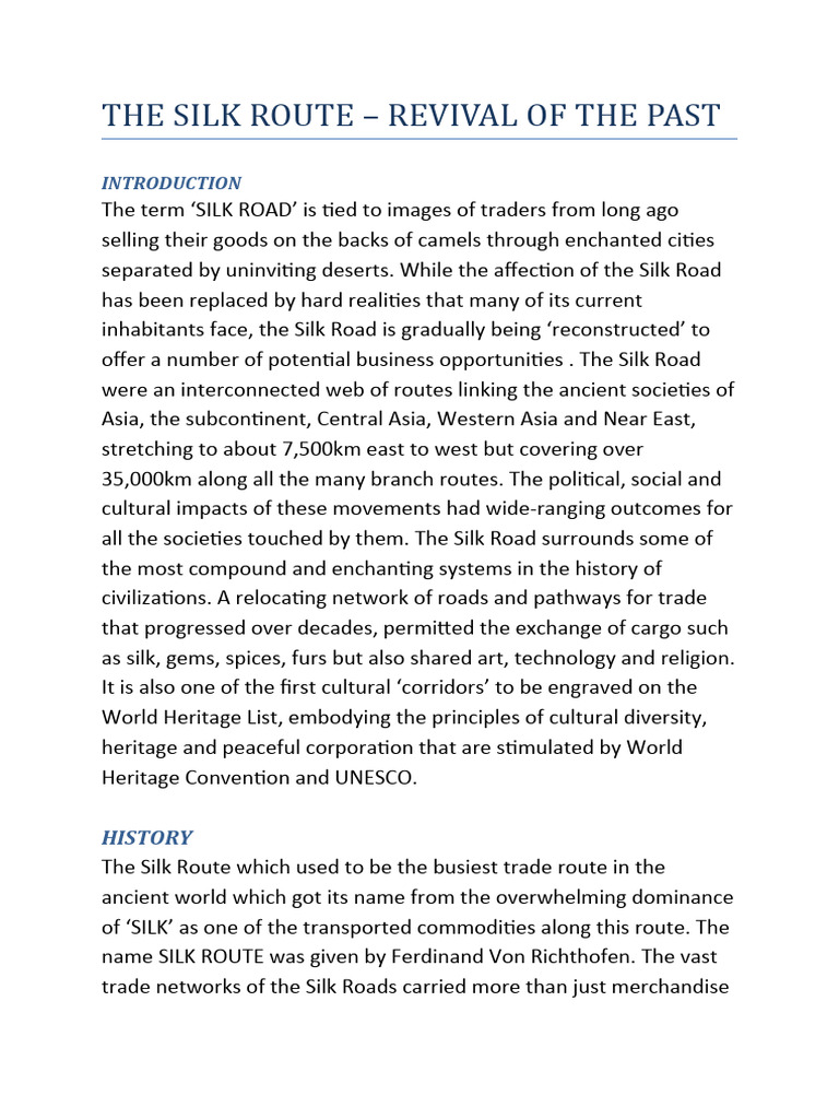 Economics Project The Silk Route Pdf Silk Road Himalayas
