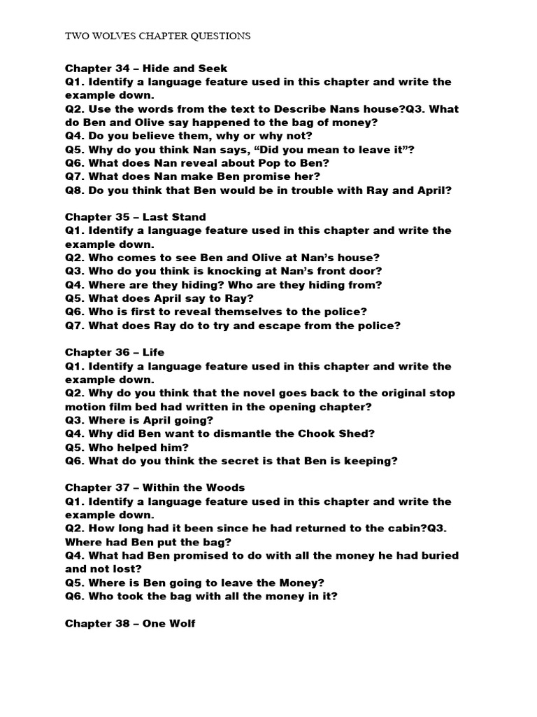 Two Wolves Questions | PDF