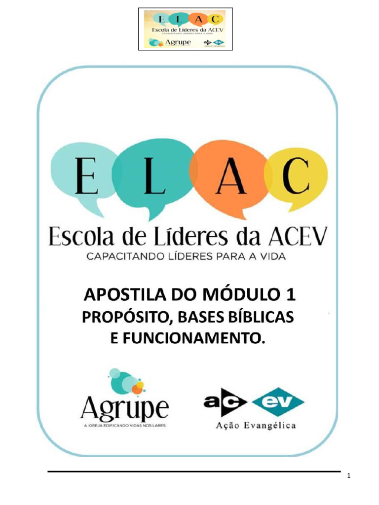 ELAC - MÓDULO I - Agrupes - Propósito, Base Bíblica e Funcionamento | PDF | Cristianismo ...