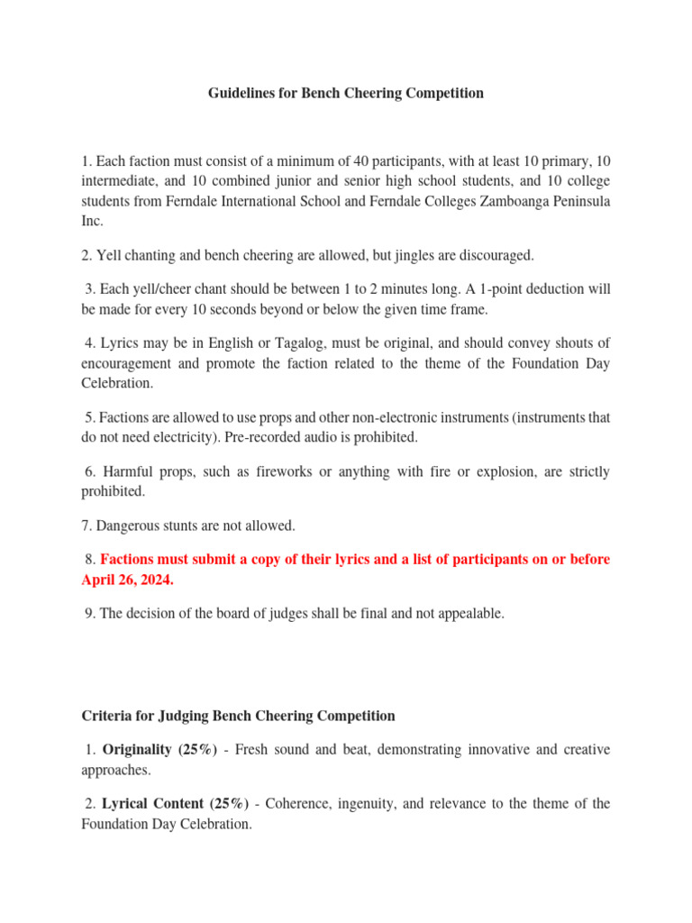 Guidelines For Bench Cheering Competitio2 | PDF