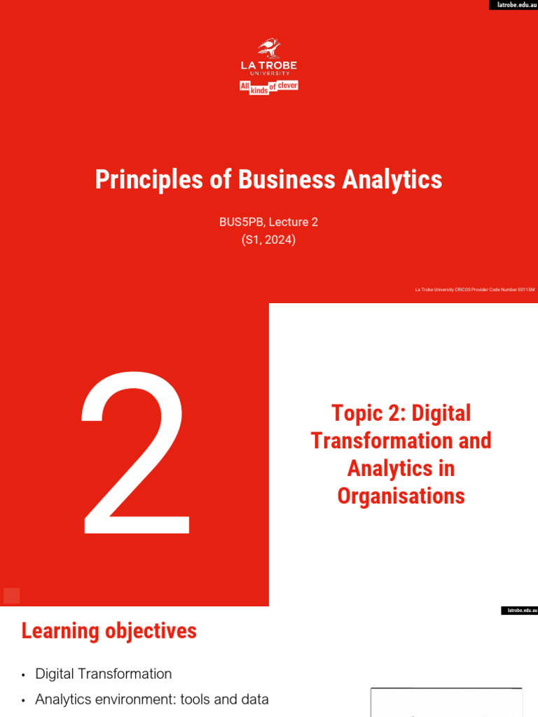 BUS5PB-Lecture2-Digital Transformation and AnalyticsInOrganisations-S1-2024 | PDF | Analytics ...