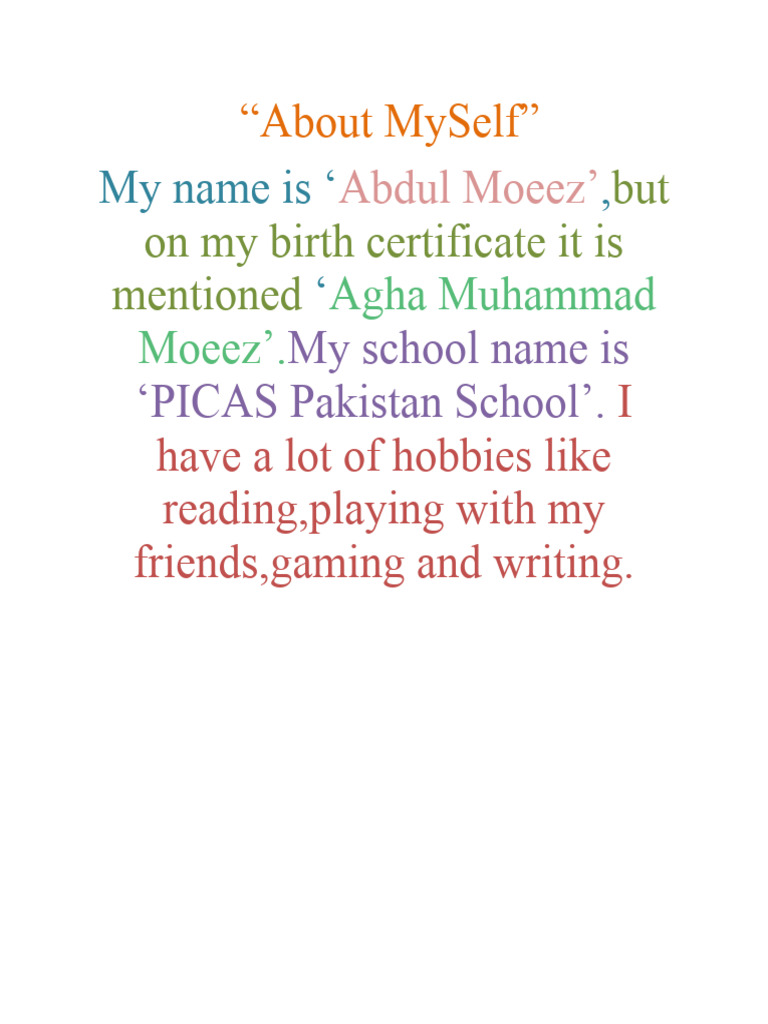 About MySelf | PDF