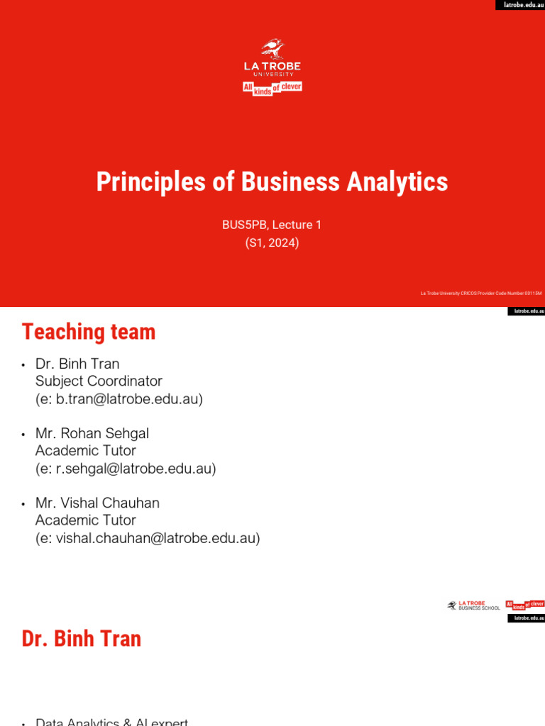 BUS5PB-Lecture1 Introduction To Business Analytics S1-2024 | PDF | Analytics | Data Mining