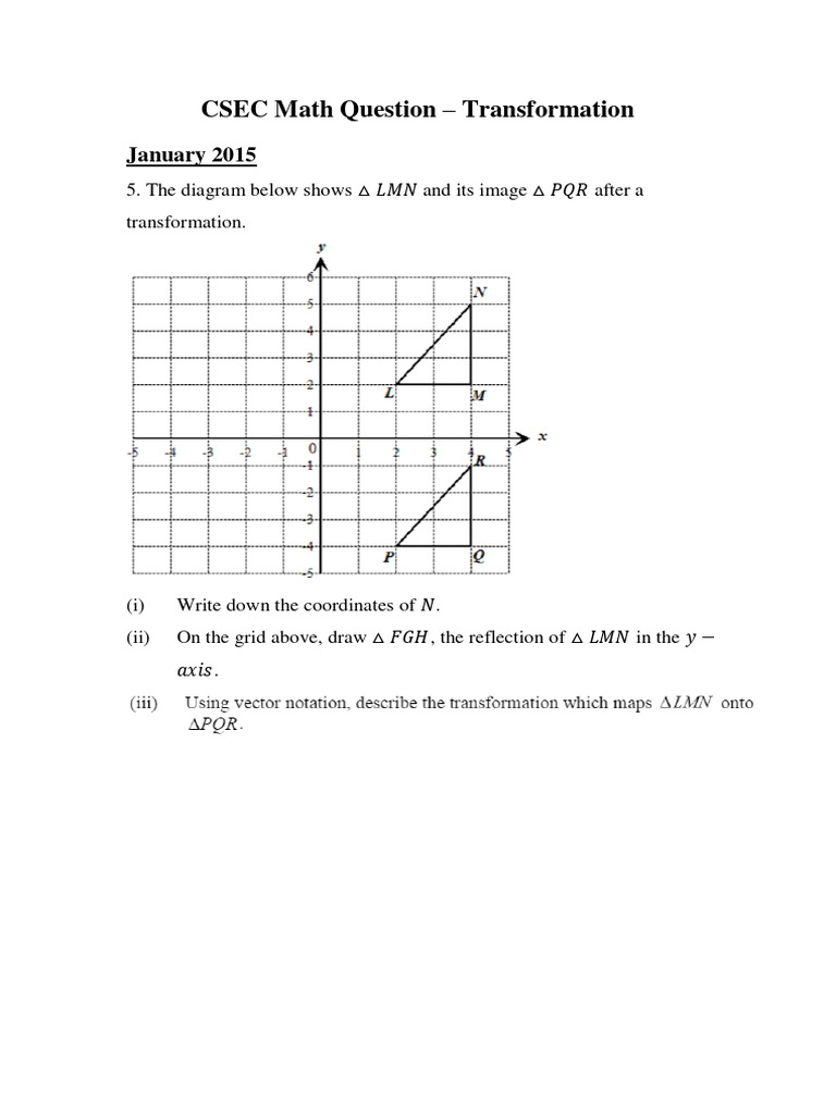 CSEC Math Question - Transformation | PDF | Shape | Triangle