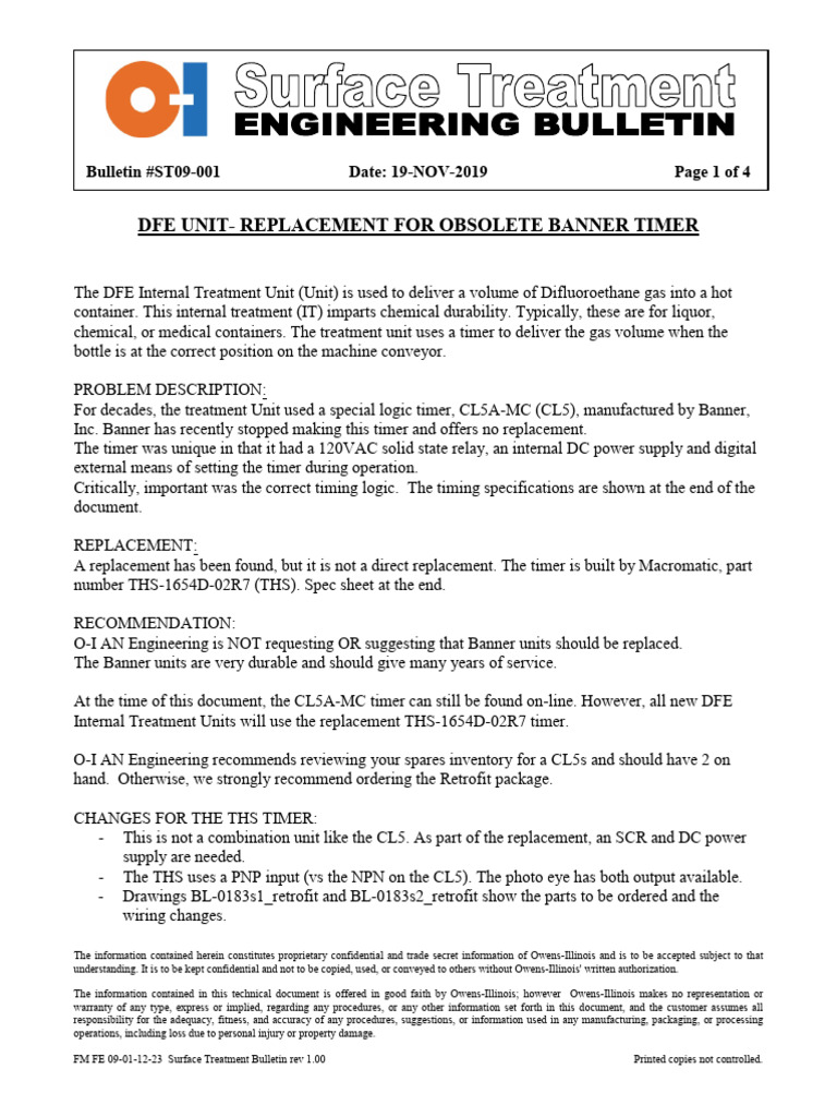 DFE Unit Timer Replacement Guide | PDF | Information