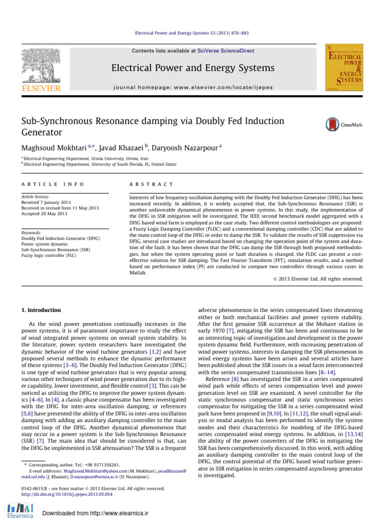 Elearnica Ir Sub Synchronous Res | PDF | Control Theory | Wind Power