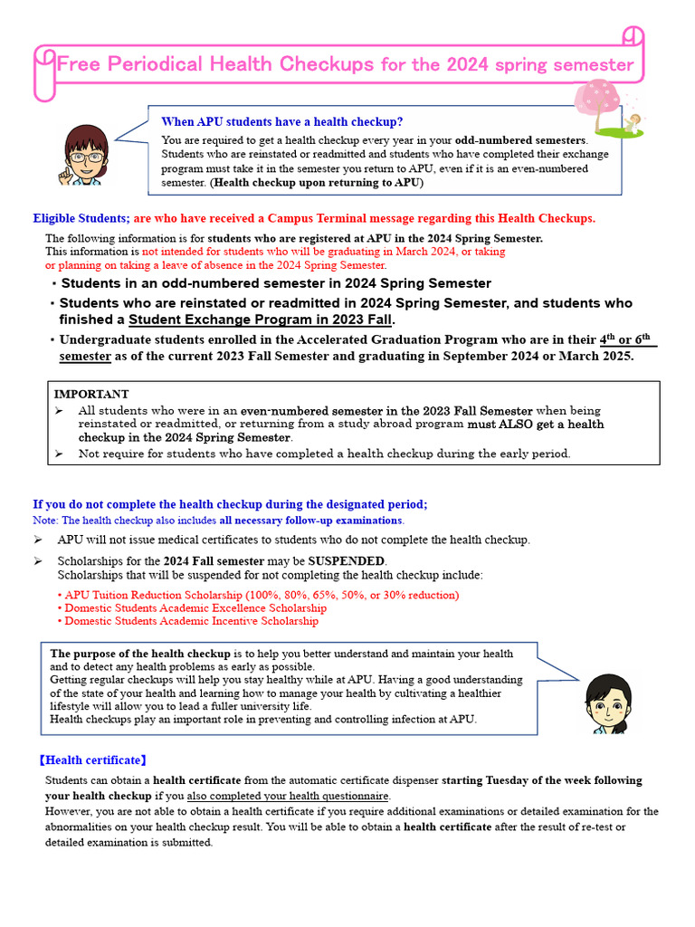 APU Spring 2024 Health Checkup Details | PDF | Physical Examination ...