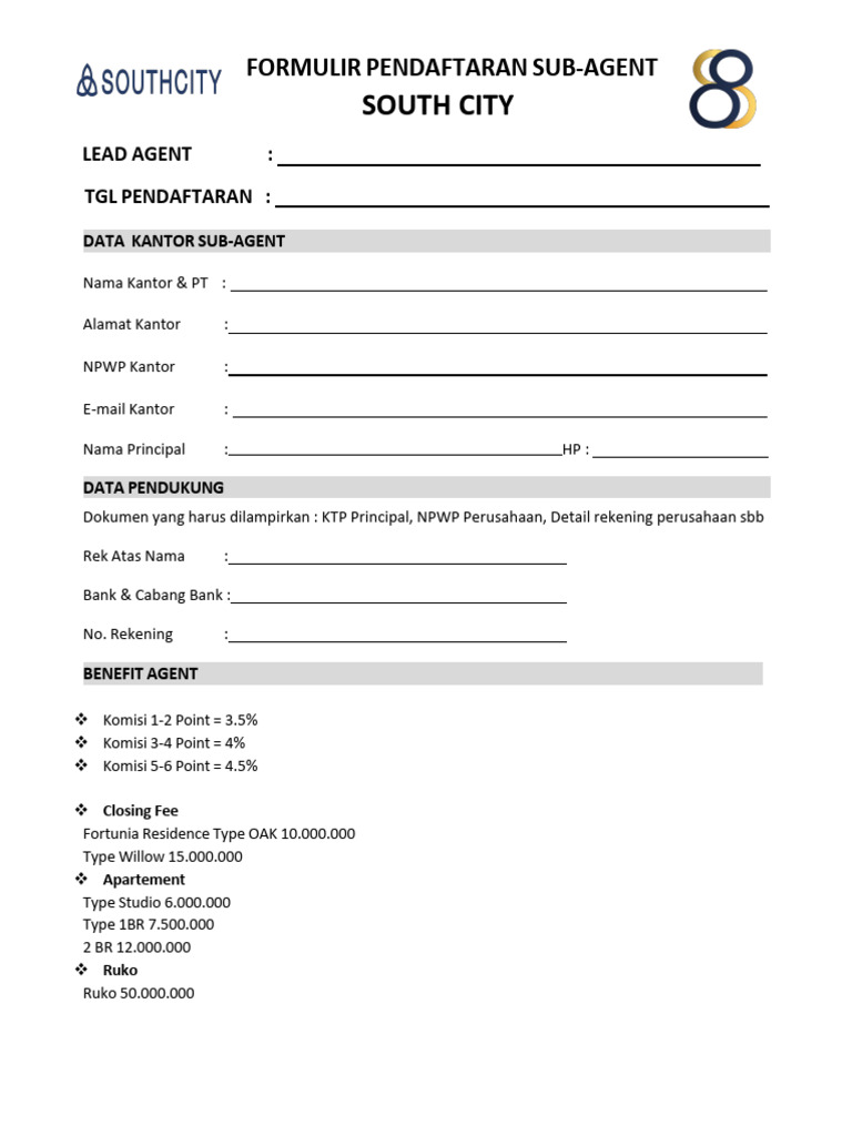 Form Subagent South City 2 | PDF