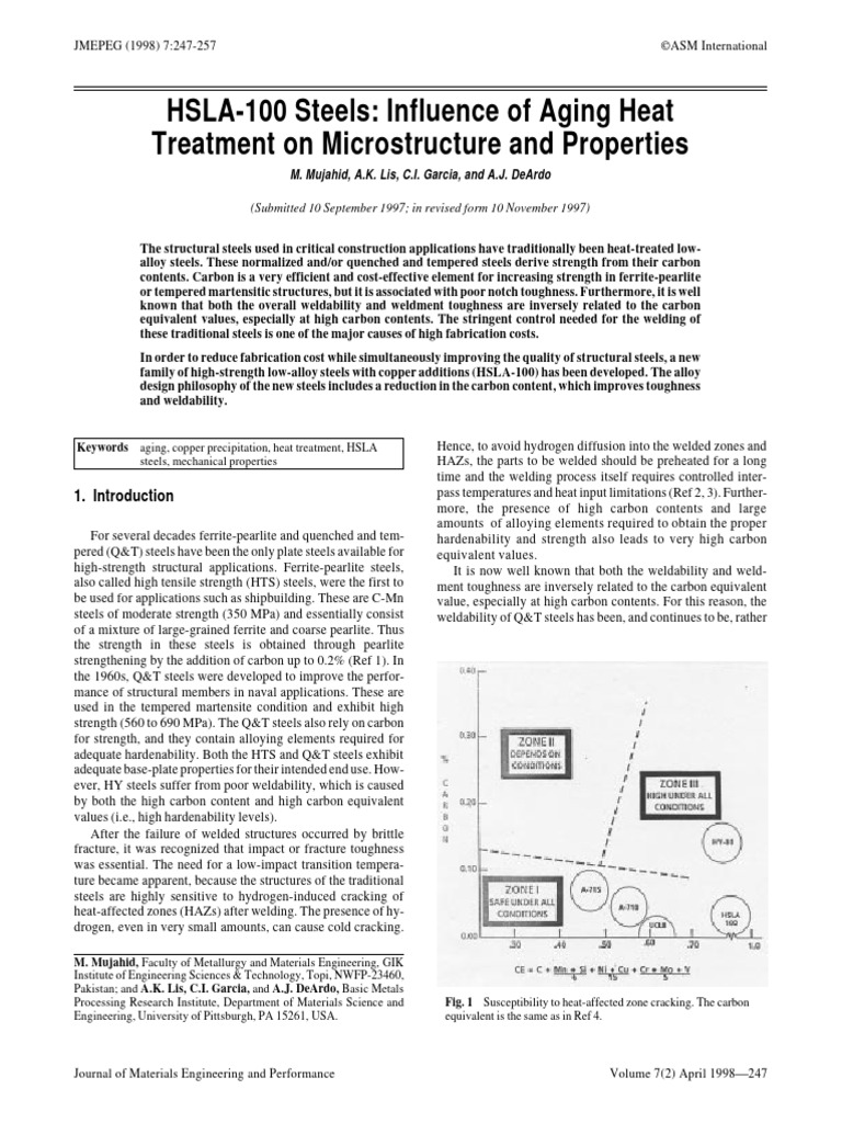 HSLA-100 Steels: Influence of Aging Heat Treatment On Microstructure and Properties | PDF ...