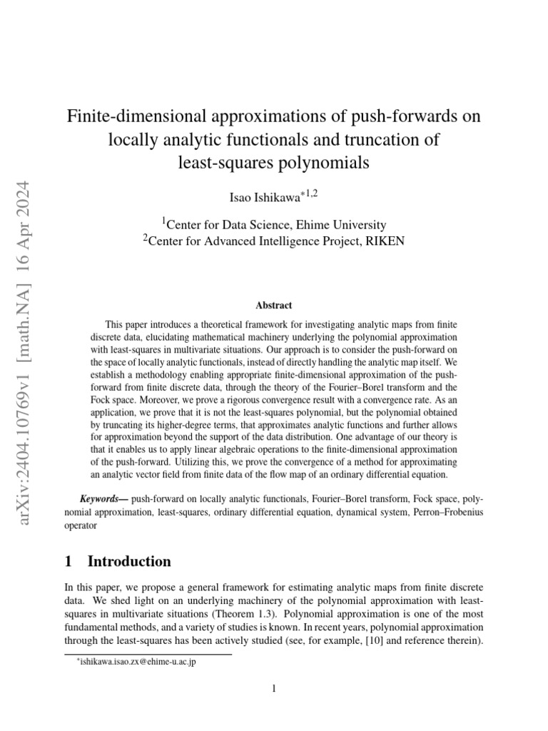 Finite-Dimensional Approximations of Push-Forwards On Locally Analytic Functionals and ...