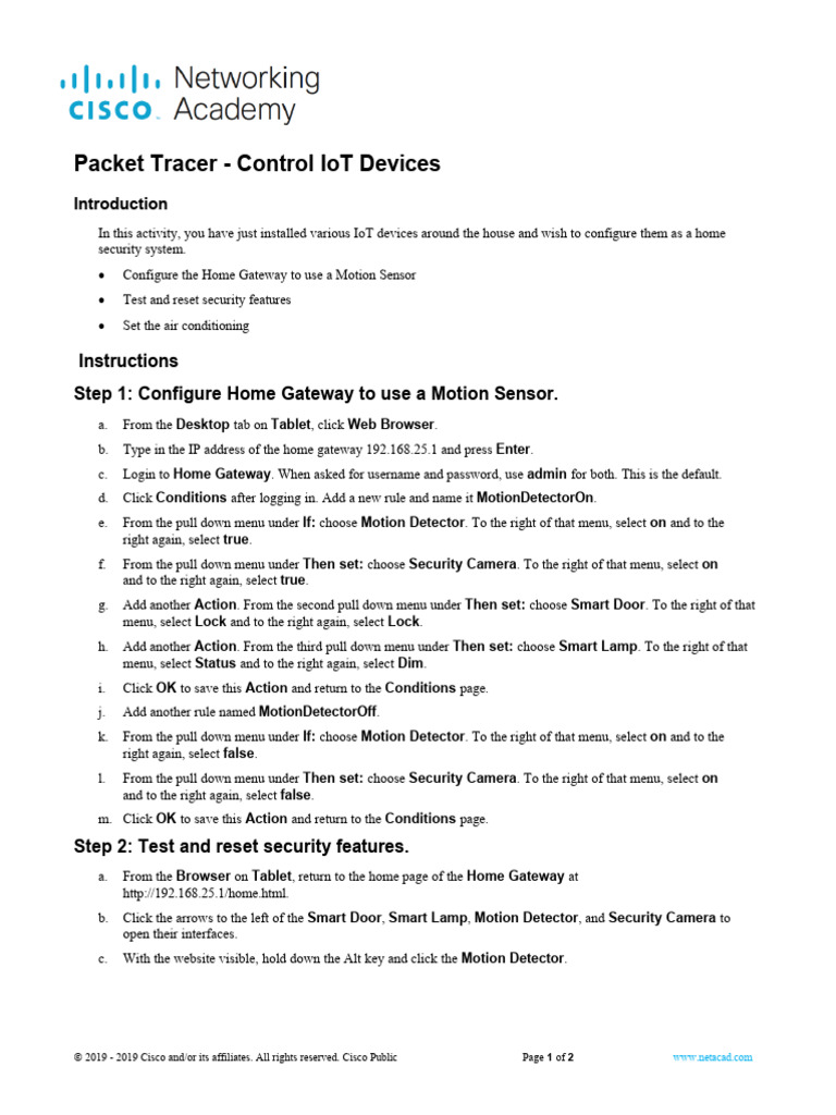 IoT Home Security Setup Guide | PDF | Gateway (Telecommunications ...