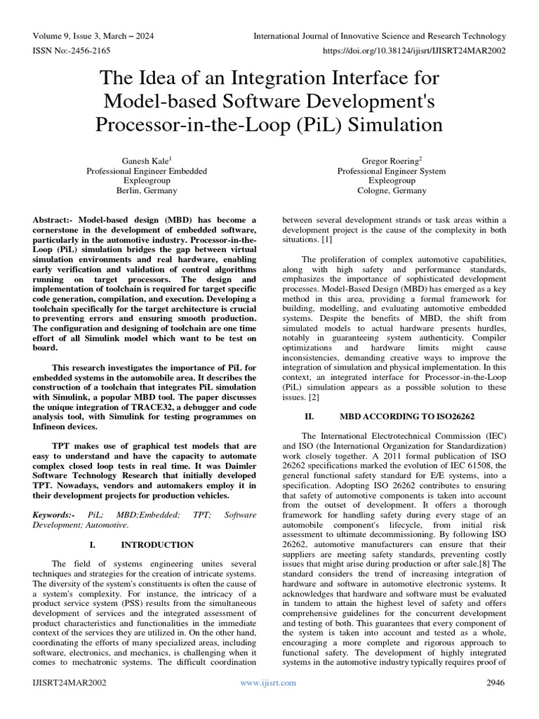 The Idea Of An Integration Interface For Model Based Software Developments Processor In The
