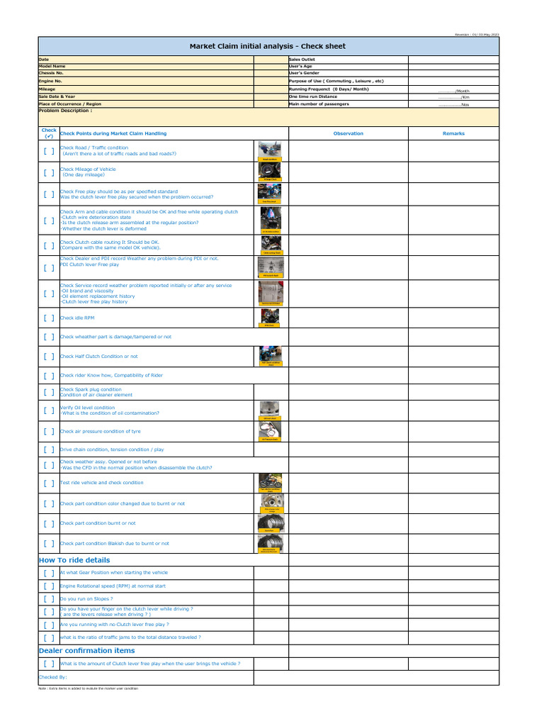 Market Claim _Analysis Checksheet | PDF | Clutch | Fuel Economy In ...