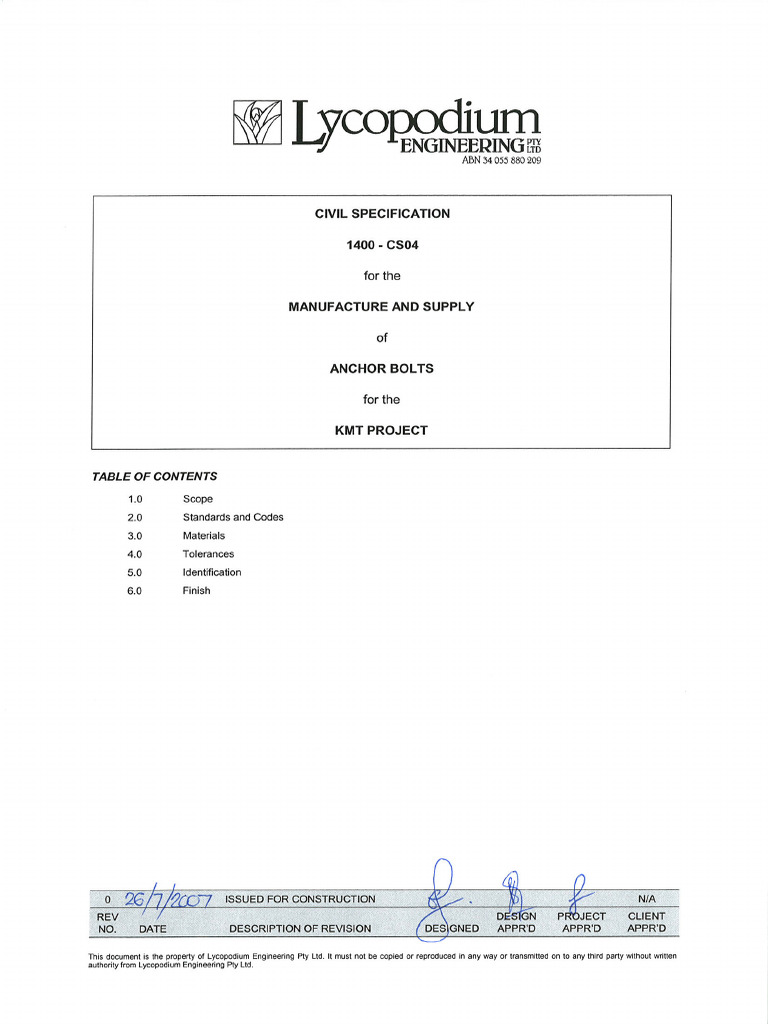 1400-CS04 - 0 Anchor Bolts Acrobat Document | PDF | Screw | Nut (Hardware)