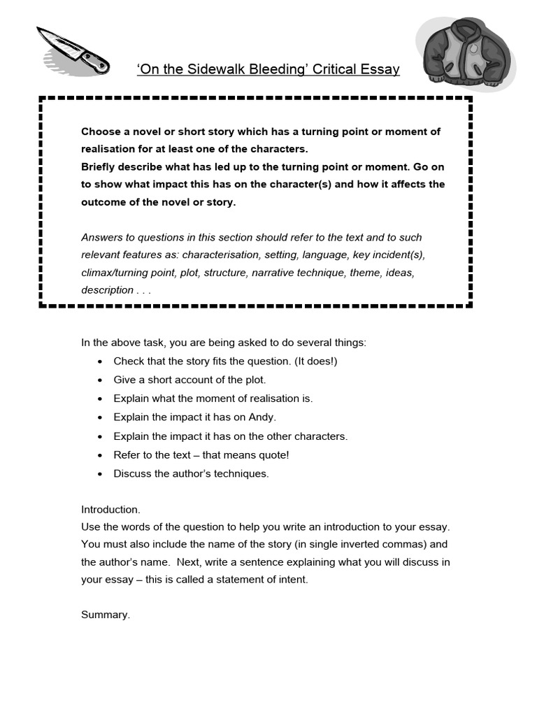 on-the-sidewalk-bleeding-critical-essay (3) | PDF | Essays | Plot ...