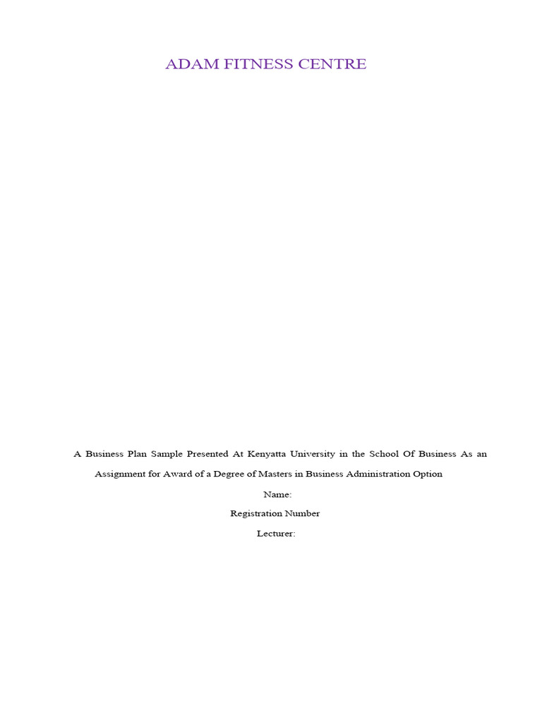 ADAM FITNESS CENTRE A Business Plan Samp 2 | PDF | Personal Trainer ...