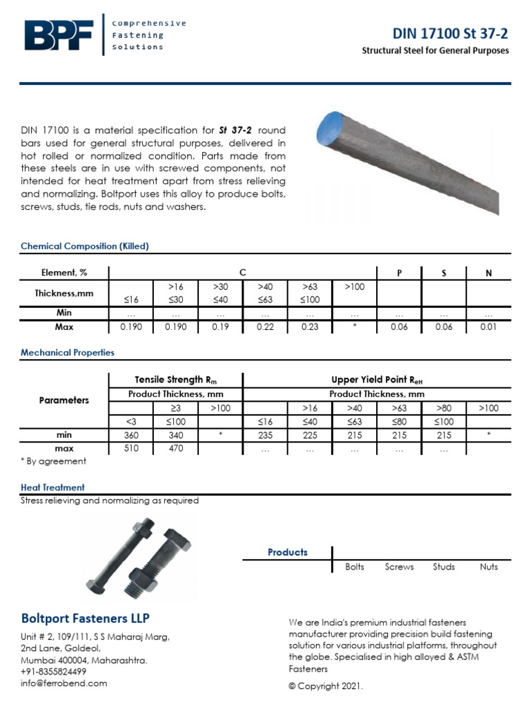 din-17100-st37-2 | PDF | Screw | Steel