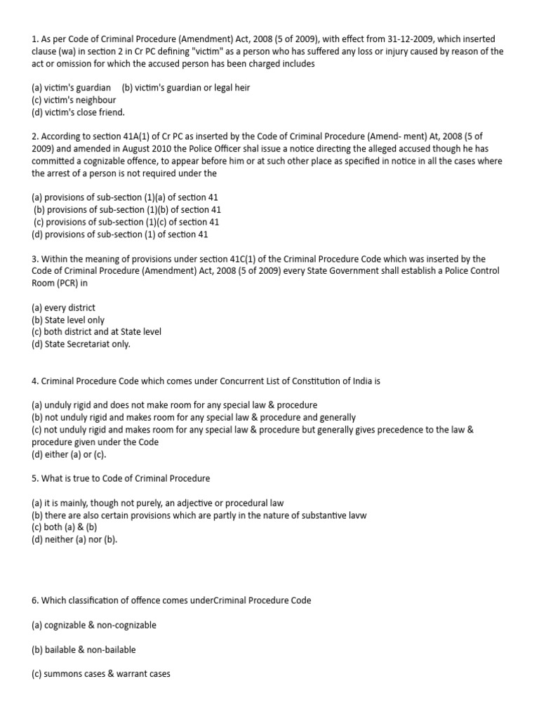 CRPC 15TH Edition MCQ | PDF | Bail | Search Warrant