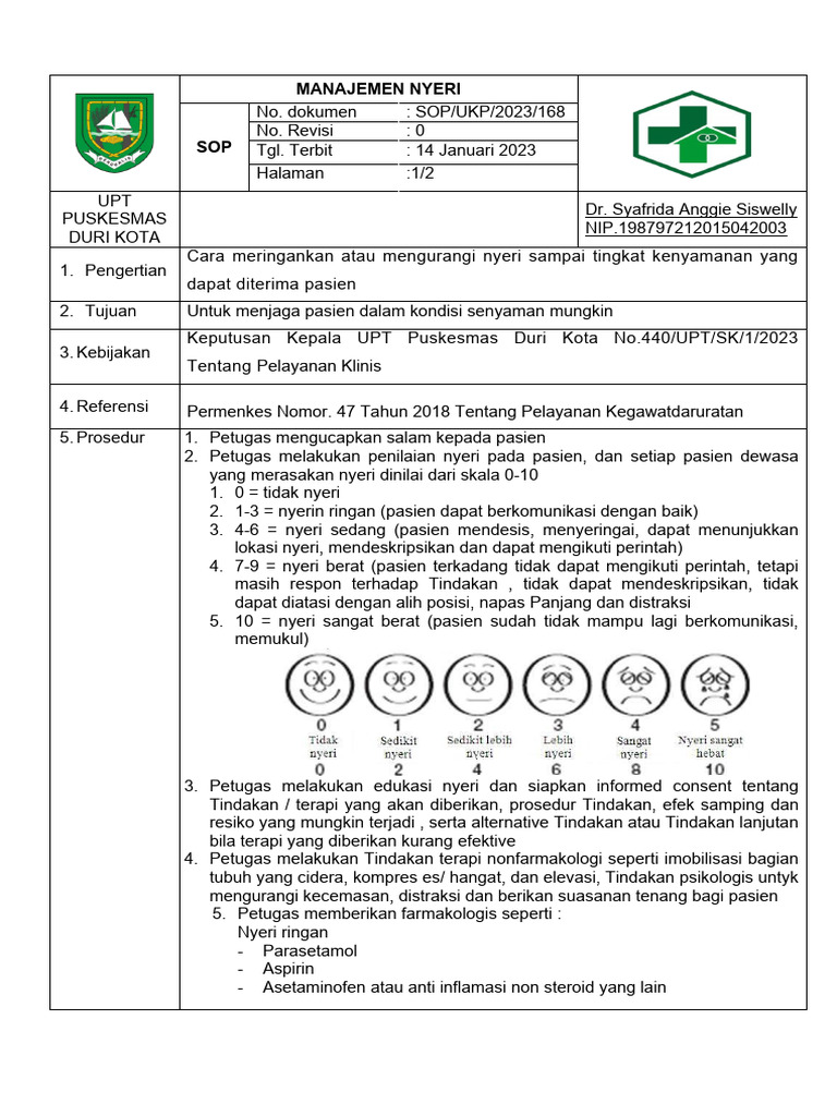 Sop 3.2.1.A Penanganan Nyeri | PDF