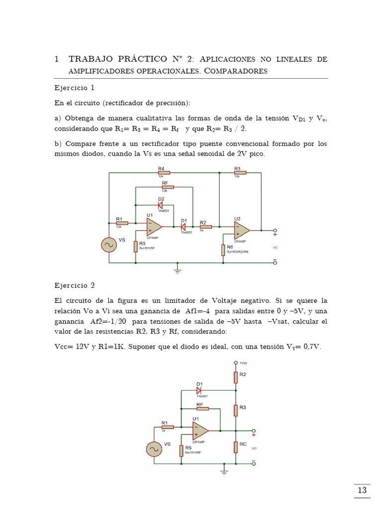 TPN2 Comparadores | PDF | Rectificador | Ingenieria Eléctrica