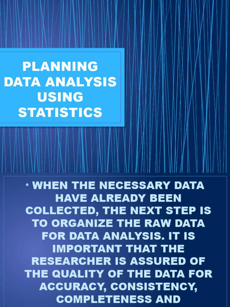 Data Analysis Planning Strategies | PDF | Mean | Statistics