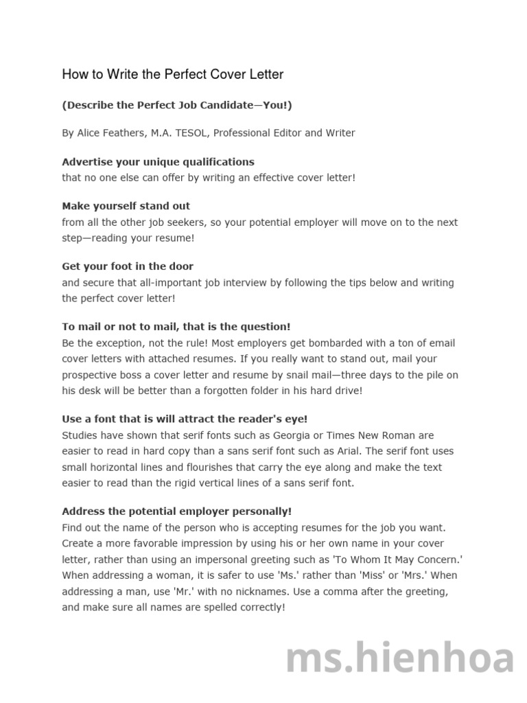 Cover Letter (cont) | PDF | Résumé | Proofreading