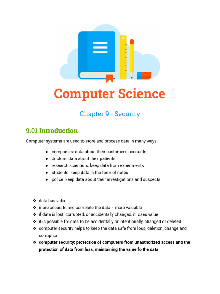 IGCSE Computer Science Chapter 9 - Security | PDF | Backup | Security IGCSE Computer Science Chapter 9 - Security | PDF | Backup | Security