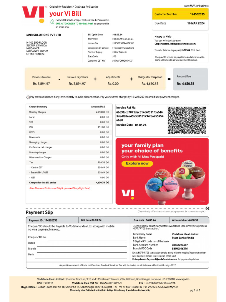 Tweov Vodafone Bill | PDF