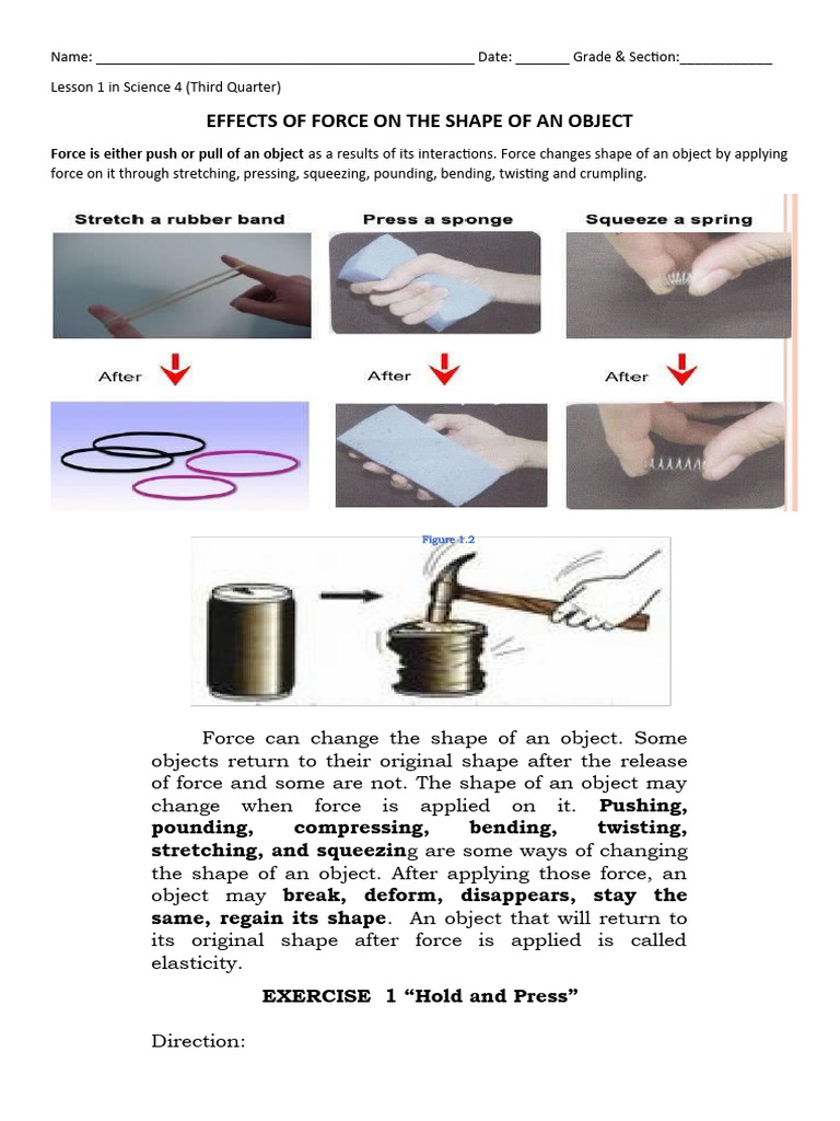 Science 4-Lesson 1-3rd Quarter | PDF | Force | Balloon