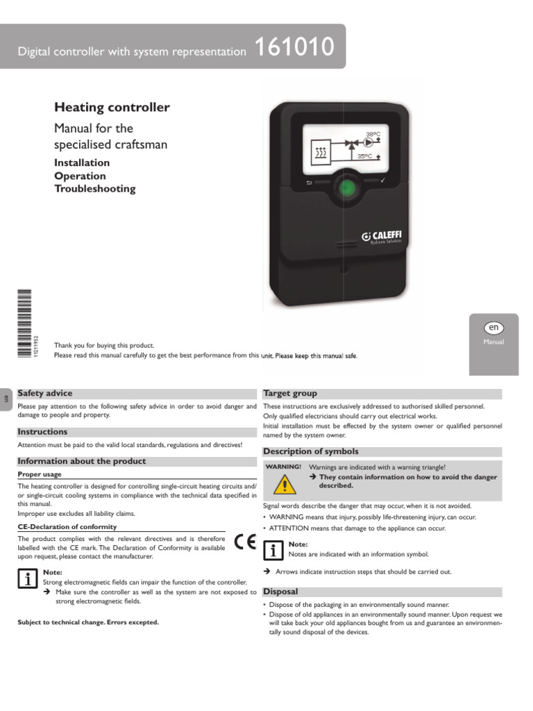 Caleffi 161010 - en | PDF | Thermostat | Electrical Engineering