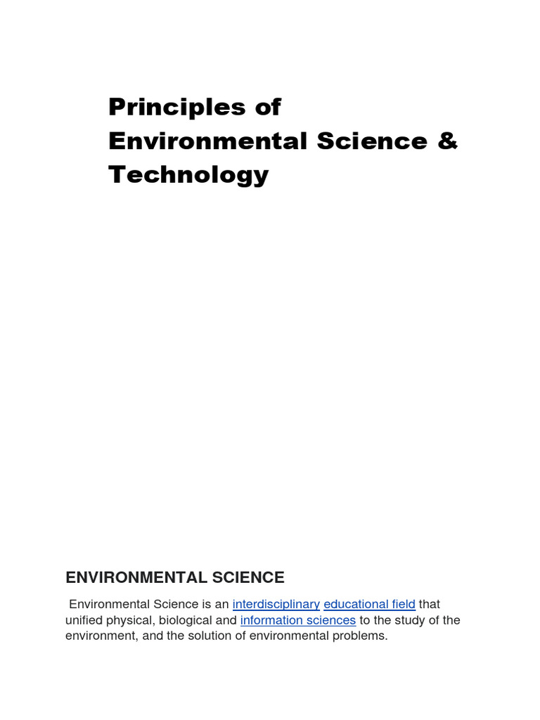 Principles of Environmental Science Technology - P1 | Download Free PDF ...