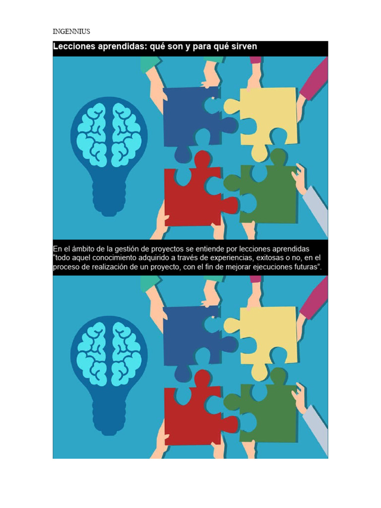 Ingennus Qué Son Las Lecciones Aprendidas y para Qué Sirven | PDF | Planificación | Toma de ...