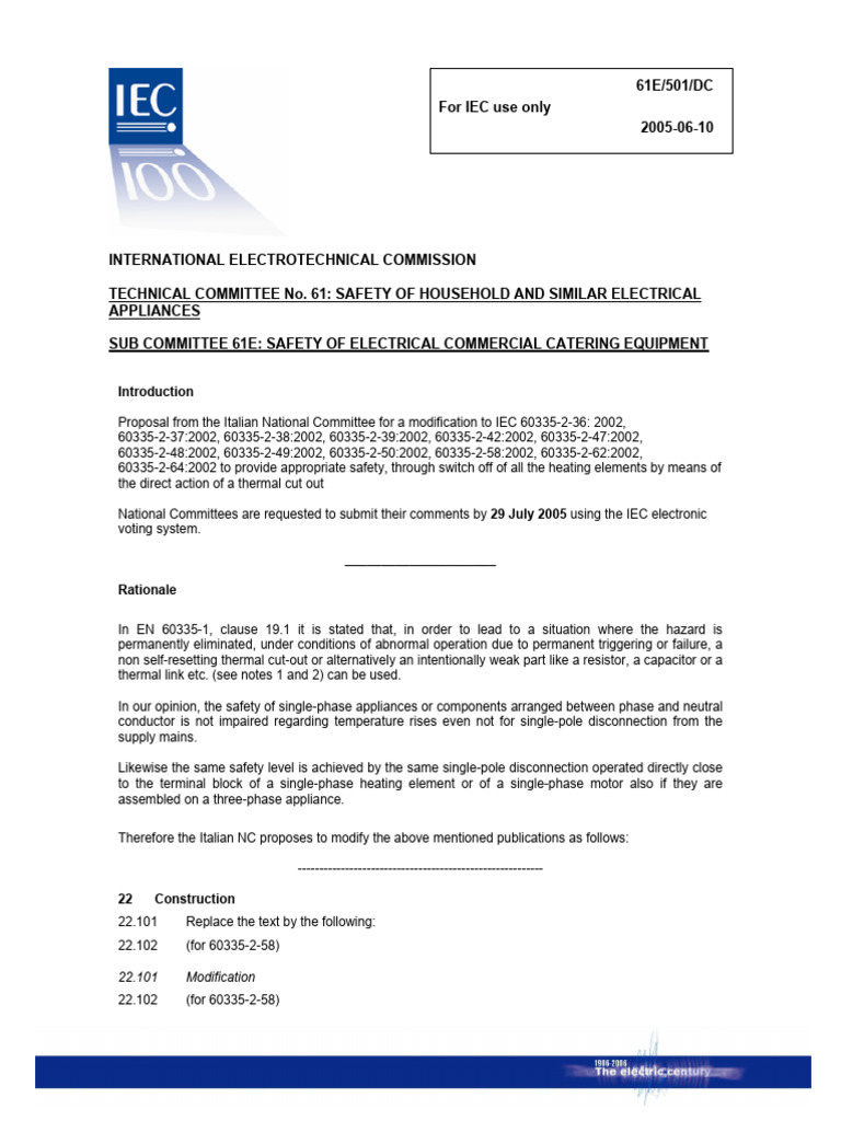 IEC Proposal for Thermal Cut-Out Safety | PDF | International ...