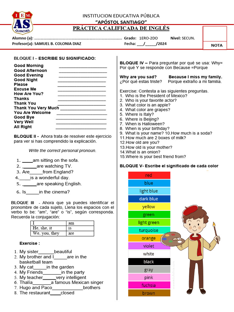 Pràctica Calificada de Ingles | PDF