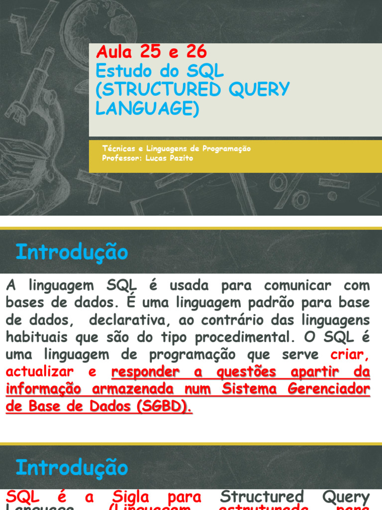 Aula Xx1 - Introdução Ao SQL (DDL e Contraints) | PDF | SQL ...