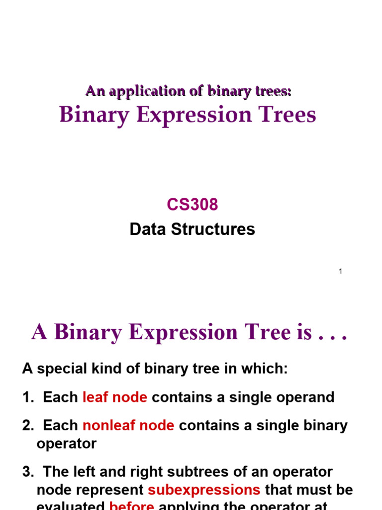 Binary Expression Trees Pdf Computer Programming Software Engineering
