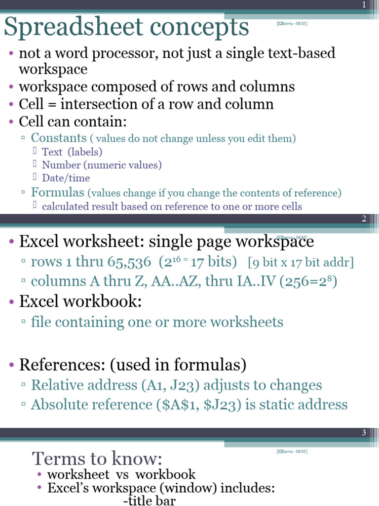 Lecture Spreadsheet Concept | PDF | Spreadsheet | Microsoft Excel