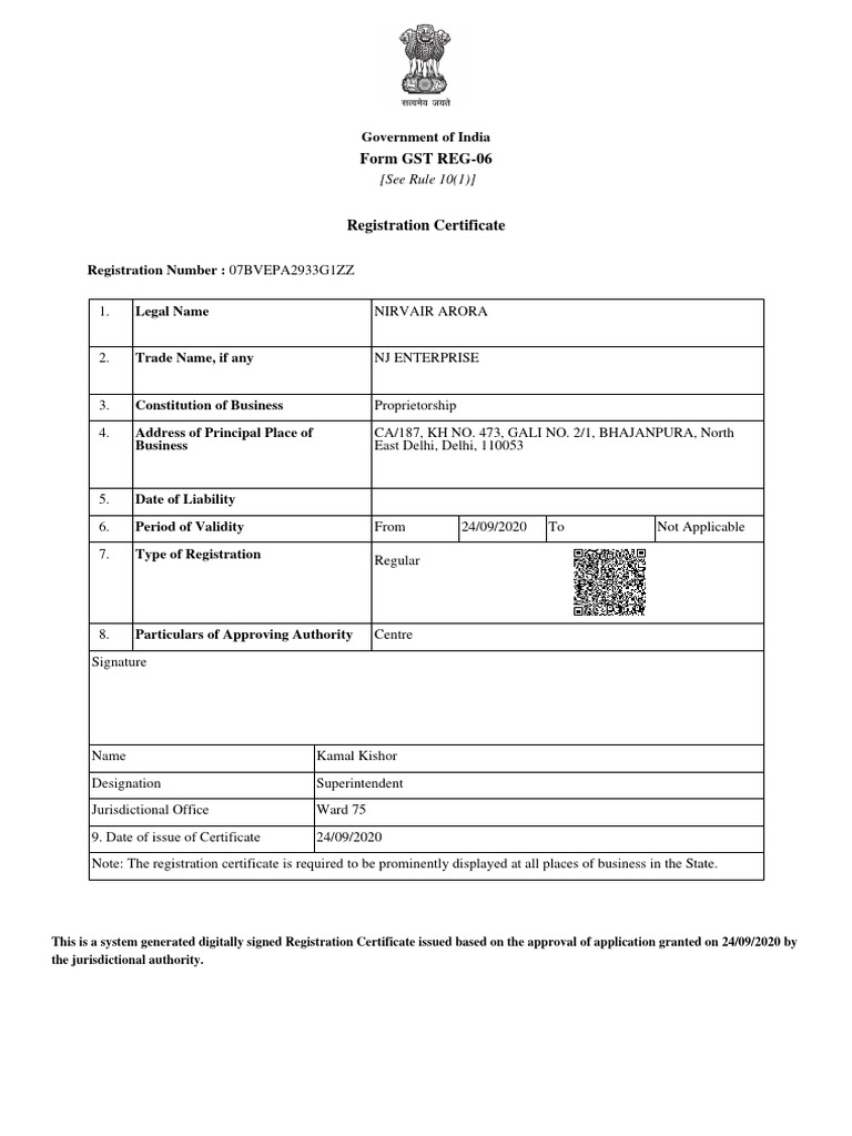 NJ Enterprise-Gst Certificate(1) | PDF
