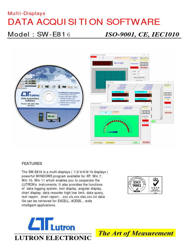 Data Acquisition Software: Model: SW-E816 ISO-9001, CE, IEC1010 | PDF | Microsoft Windows ...