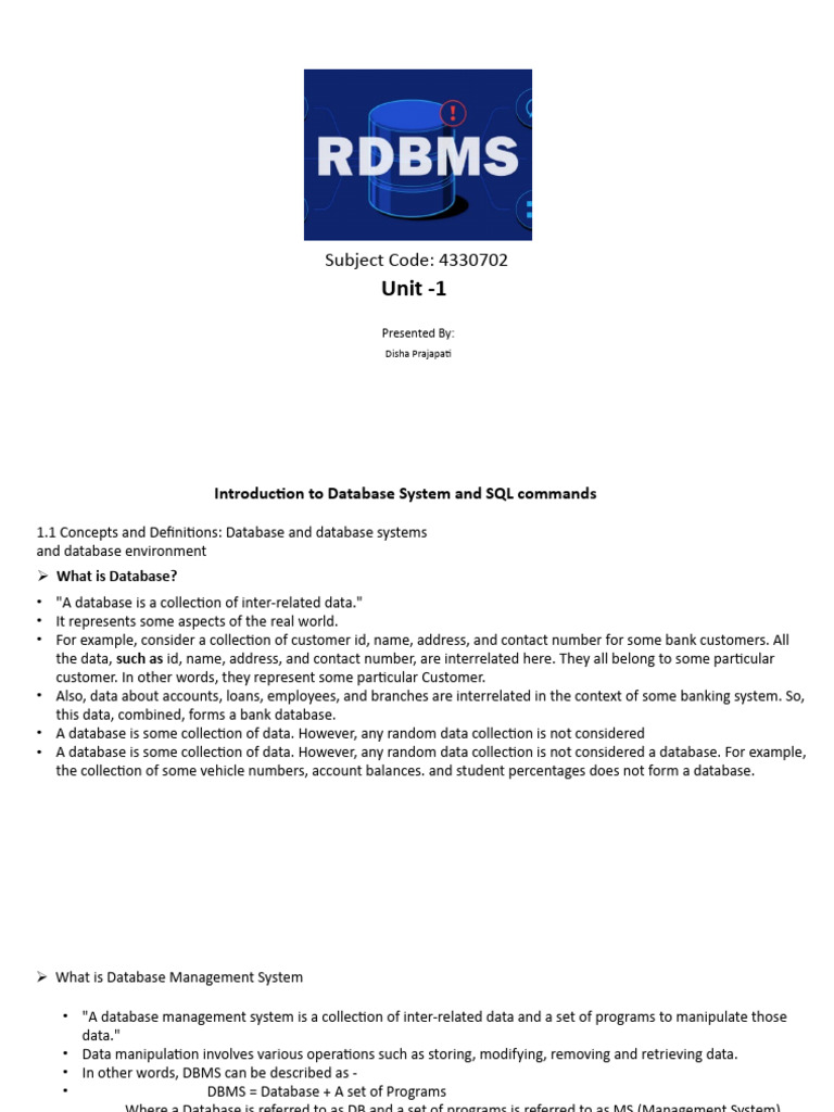 Unit 1 | PDF | Database Transaction | Databases