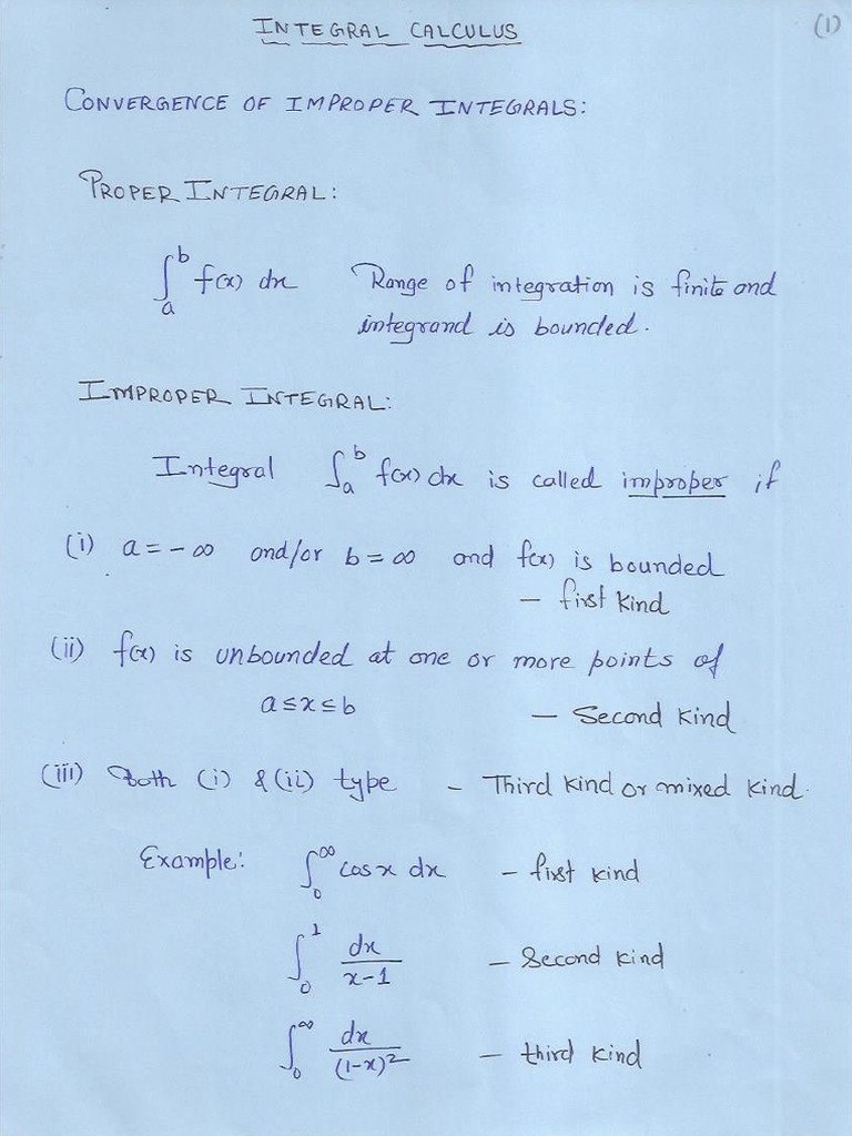 Convergence of Improper Integrals | Download Free PDF | Real Analysis | Complex Analysis