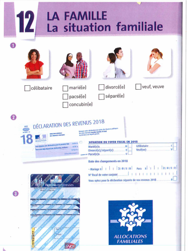 Unité 12 La Famille. Situation Familiale | PDF