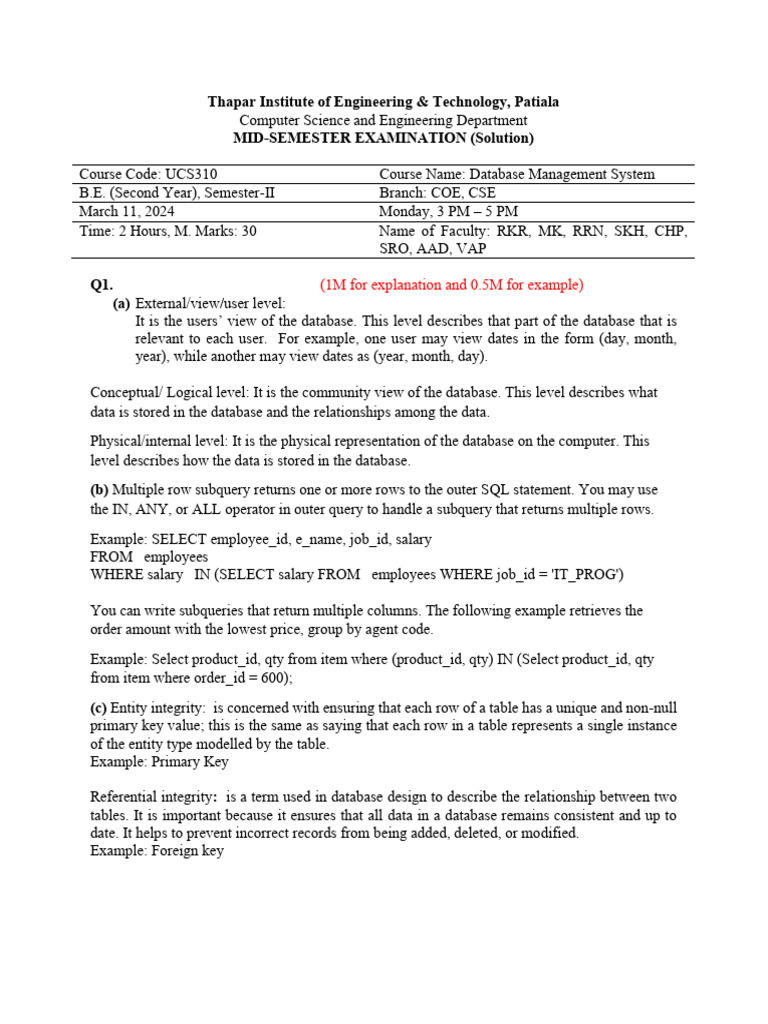 UCS310 - DBMS - MST - Solution Latest 2025 | PDF | Databases | Data ... UCS310 - DBMS - MST - Solution Latest 2025 | PDF | Databases | Data ...