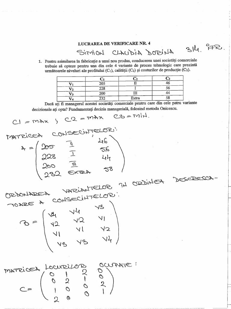 Lucrare de Verificare NR 4 Simion Claudia | PDF